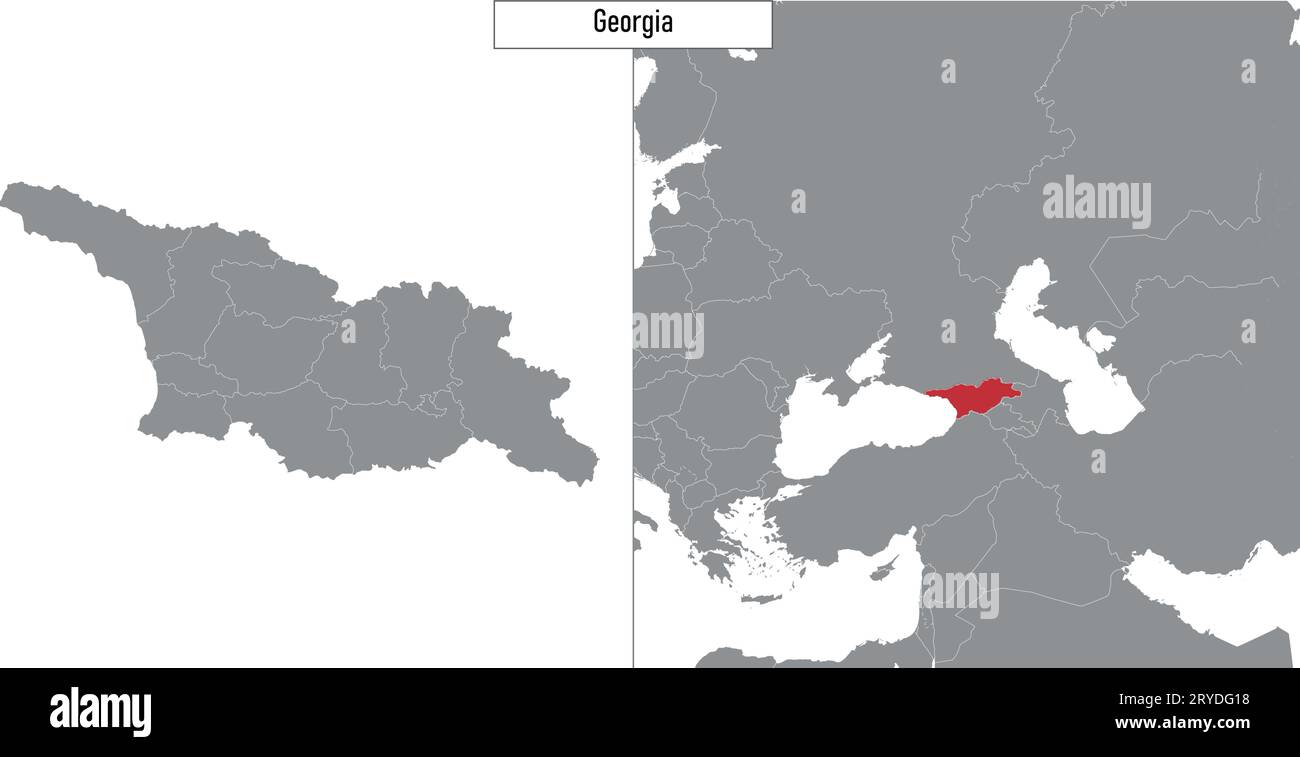 map of Georgia and location on Europe map. Vector illustration Stock ...
