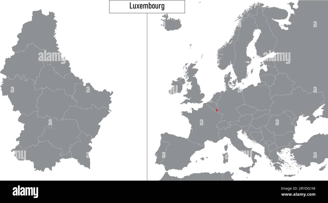 map of Luxembourg and location on Europe map. Vector illustration Stock ...