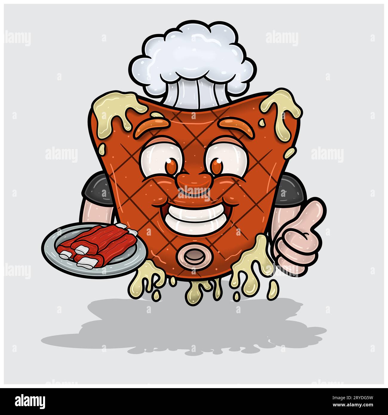Mascot Cartoon of Meat Steak With Meat In Plate And Happy Face. For ...
