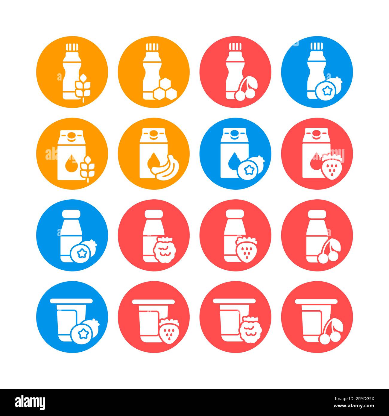 Fruits yogurt set vector icon. Dairy products sign. Graph symbol for ...