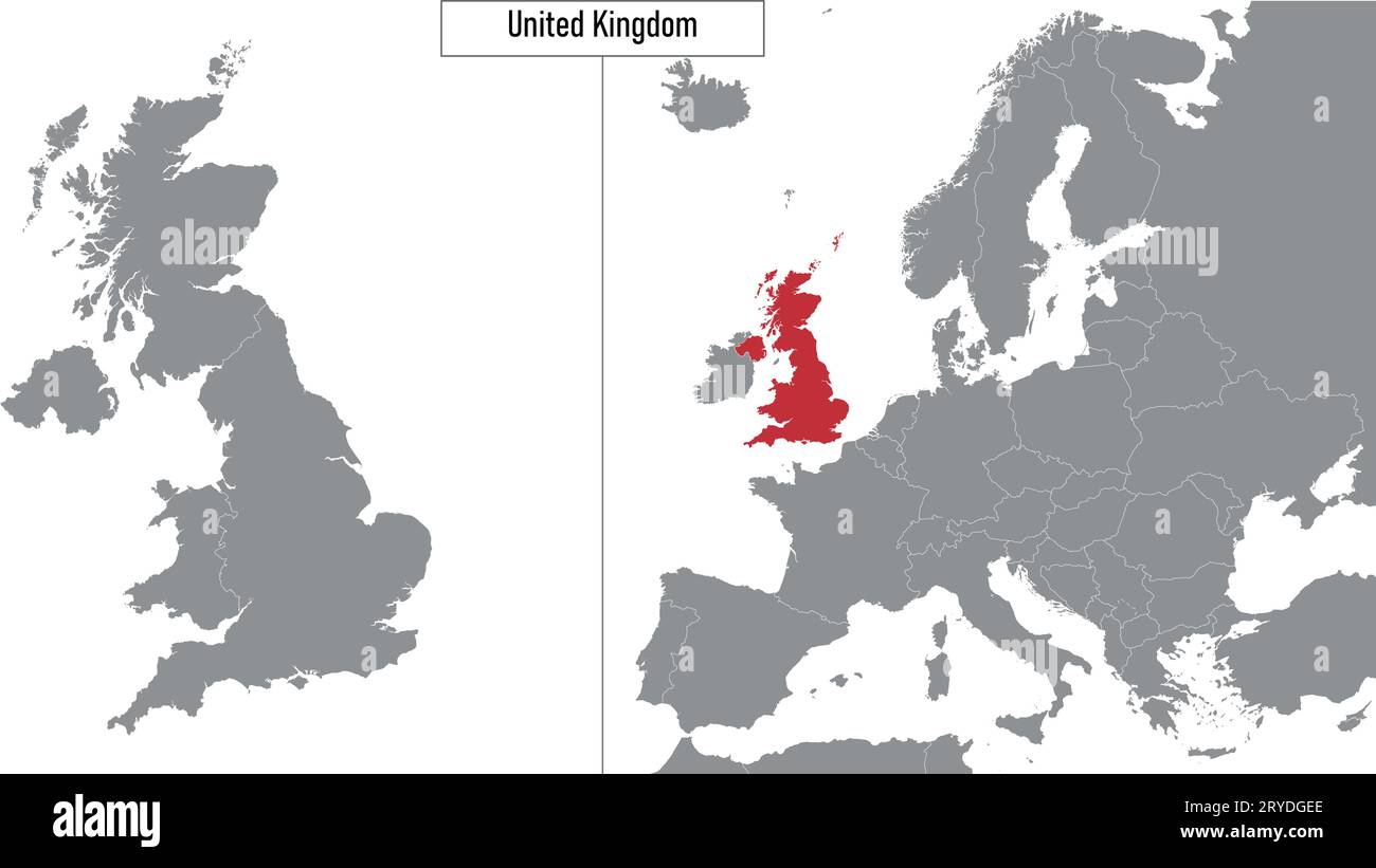 map of United Kingdom and location on Europe map. Vector illustration Stock Vector Image & Art ...