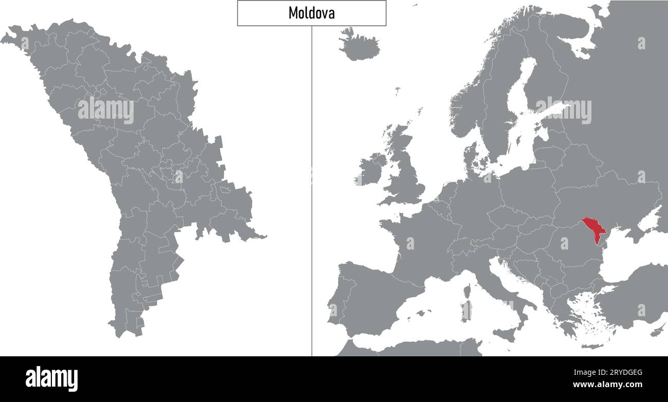 map of Moldova and location on Europe map. Vector illustration Stock ...