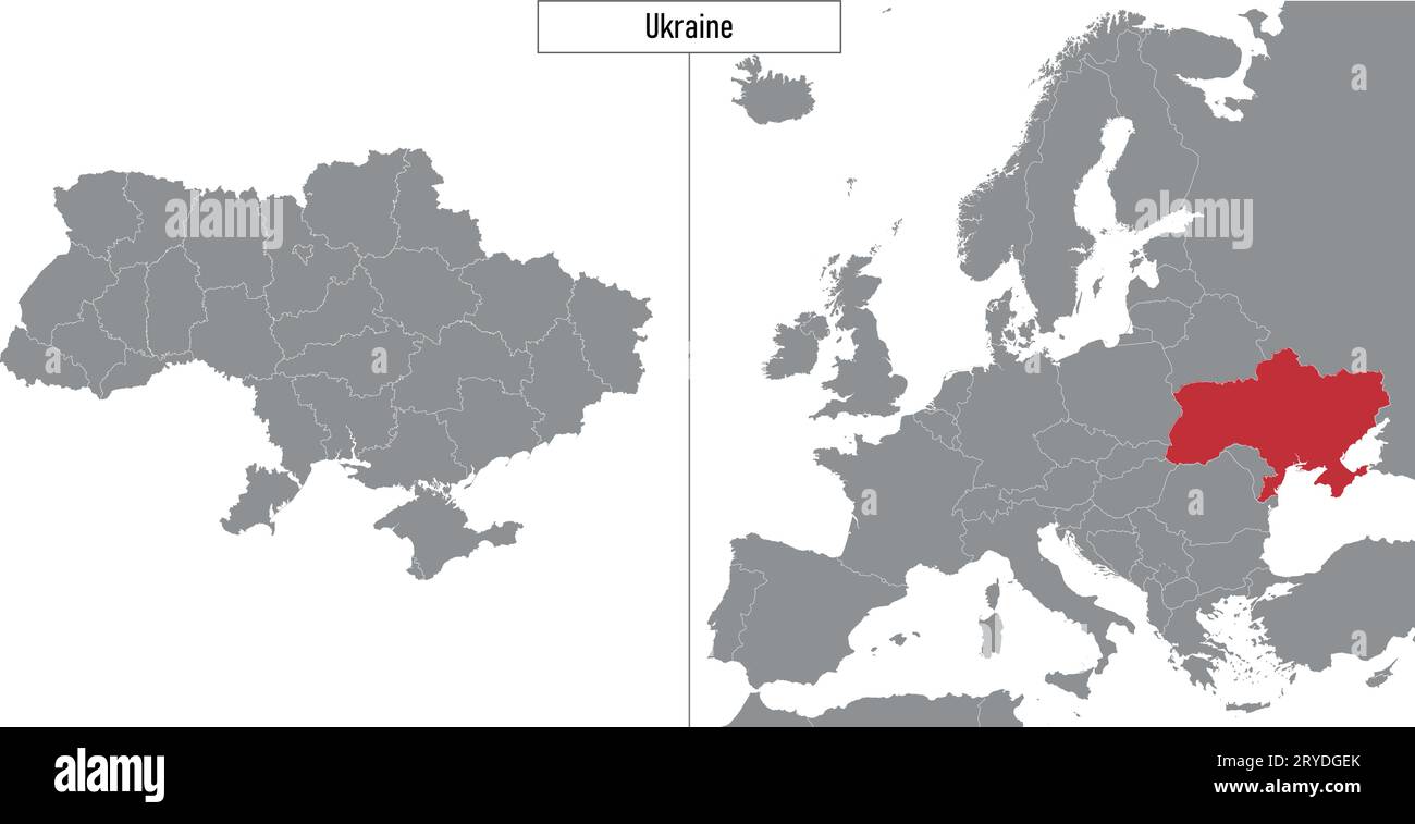 map of Ukraine and location on Europe map. Vector illustration Stock ...