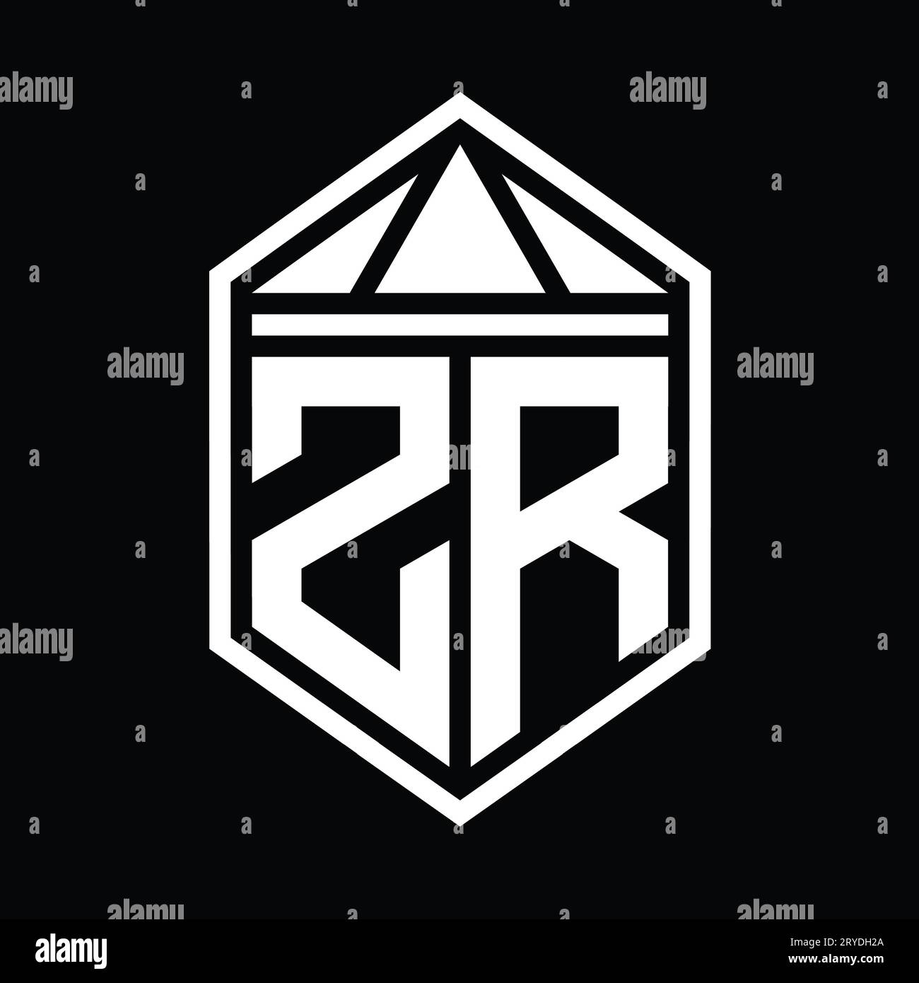ZR Letter Logo monogram simple hexagon shield shape with triangle crown ... ZR Letter Logo monogram simple hexagon shield shape with triangle crown ...