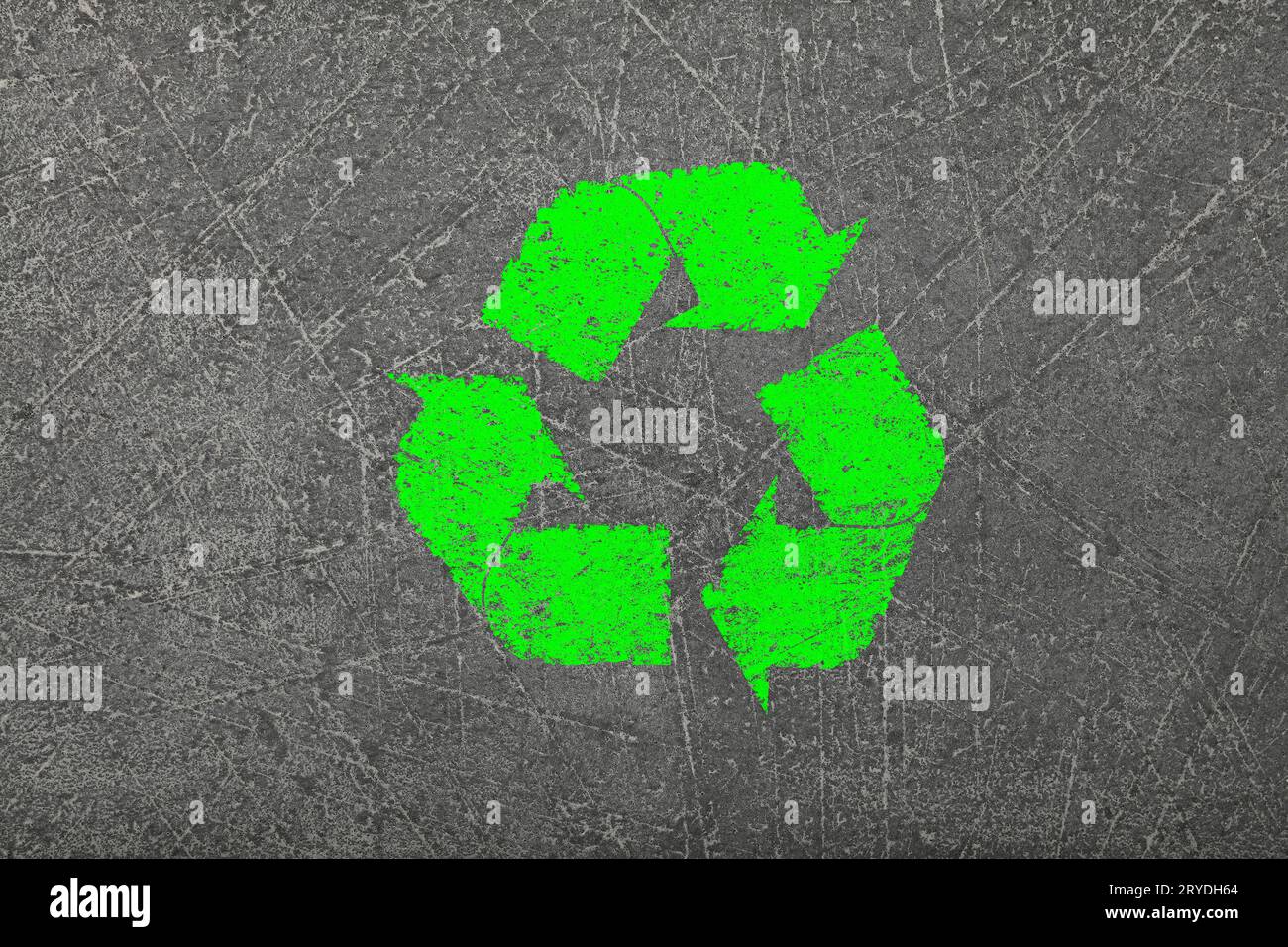 Grunge concrete background with green recycling logo sign Stock Photo ...