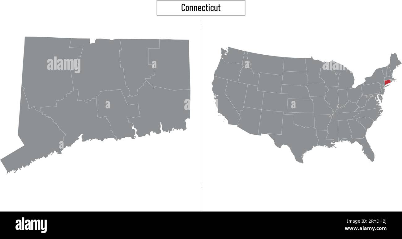 Simple map of Connecticut state of United States and location on USA ...