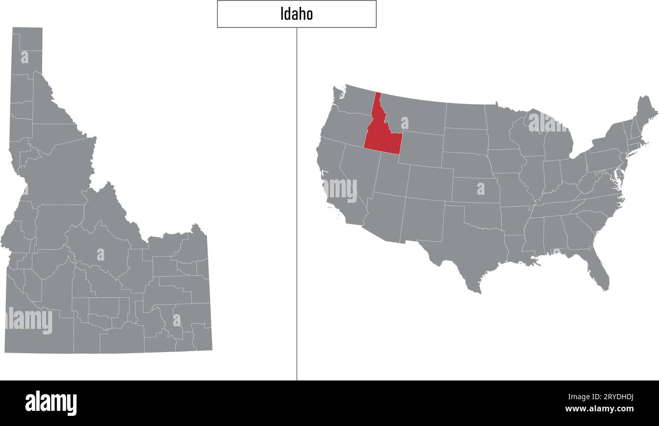 Simple map of Idaho state of United States and location on USA map ...