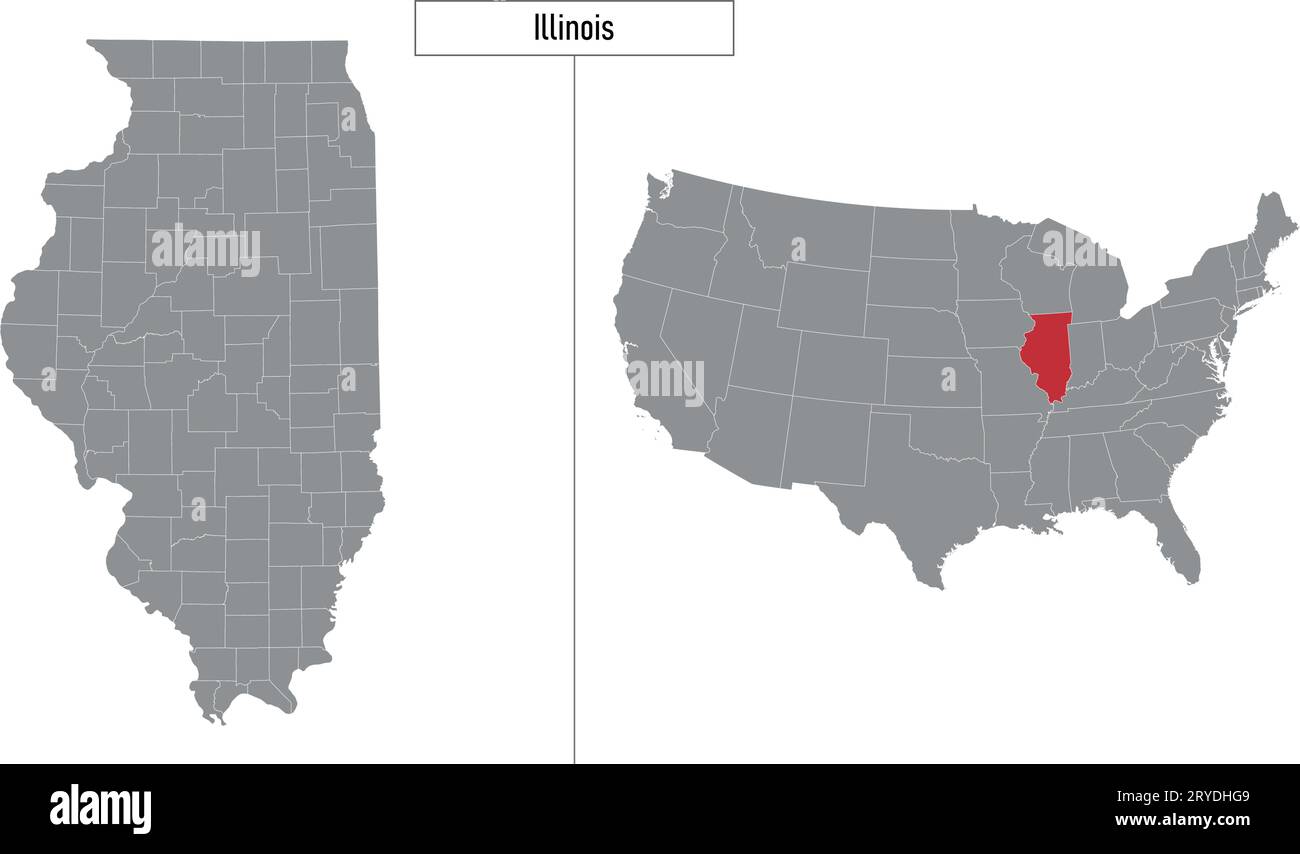 Simple map of Illinois state of United States and location on USA map ...
