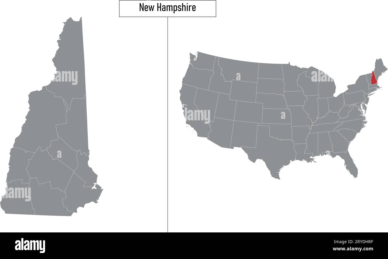 Simple map of New Hampshire state of United States and location on USA ...