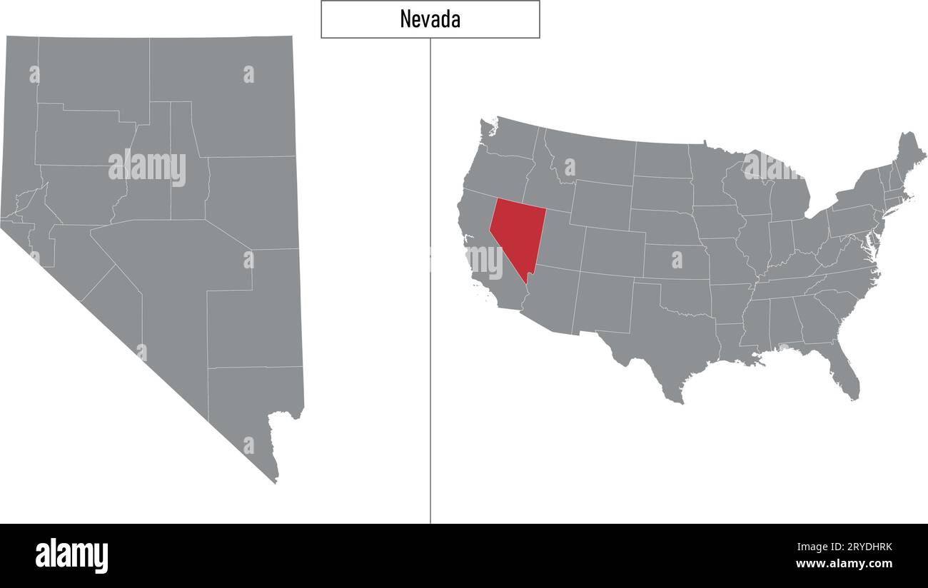 Simple map of Nevada state of United States and location on USA map ...