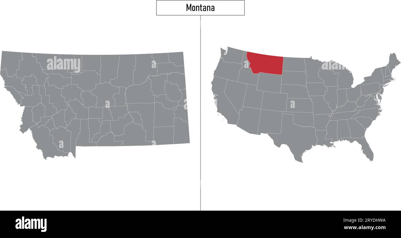 Simple map of Montana state of United States and location on USA map ...
