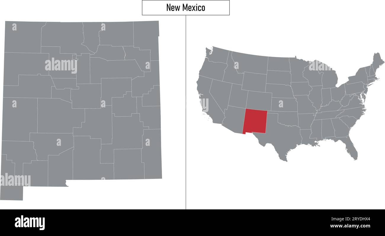 Simple map of New Mexico state of United States and location on USA map ...