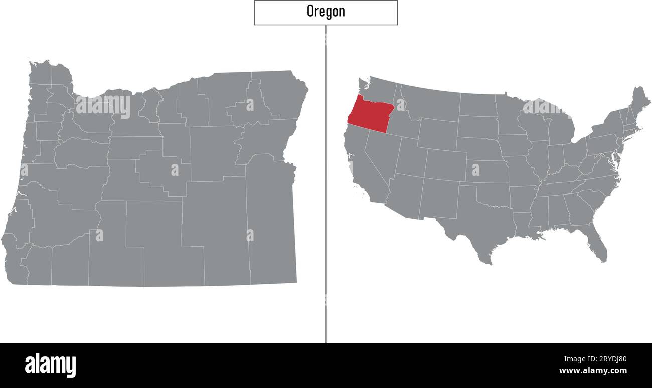 Simple map of Oregon state of United States and location on USA map ...