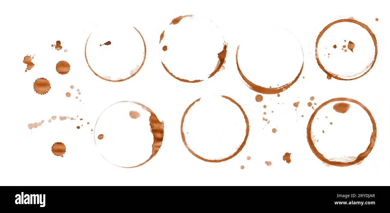 Coffee stain rings isolated on white background Stock Photo - Alamy