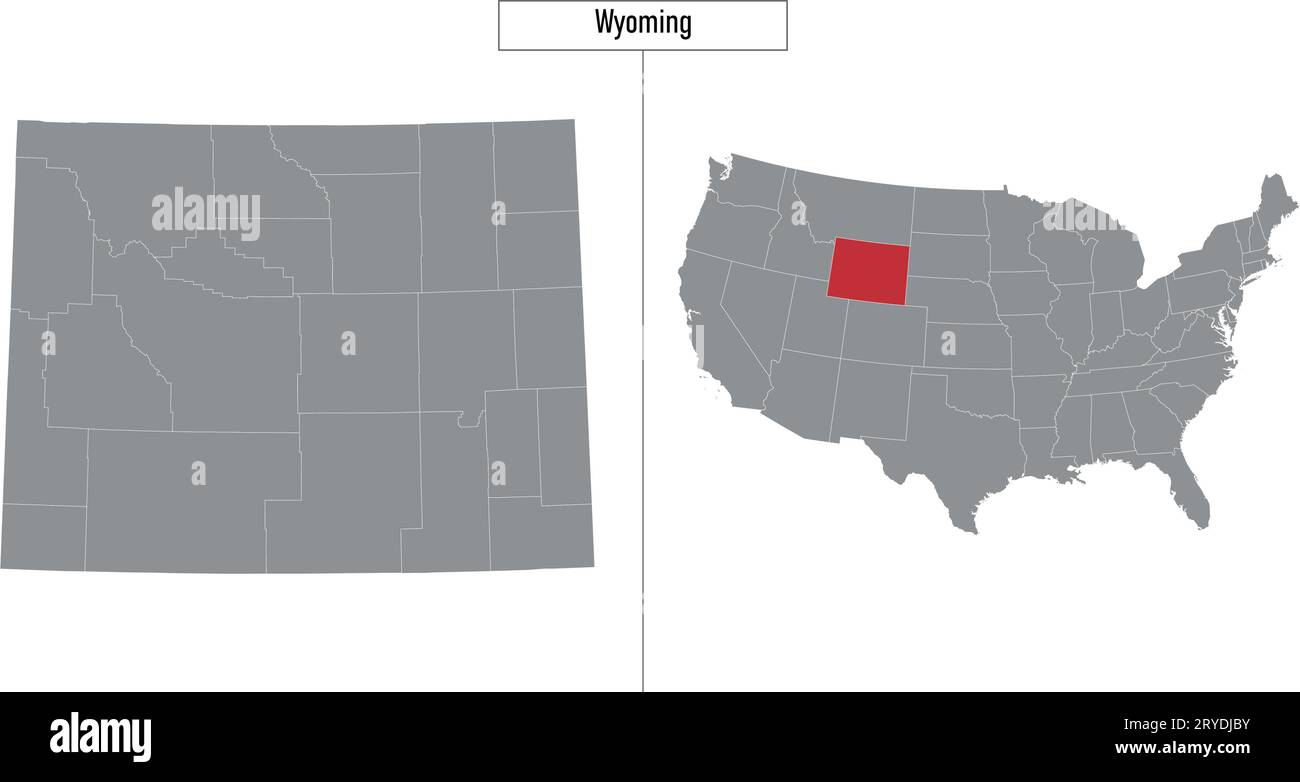 Simple map of Wyoming state of United States and location on USA map ...