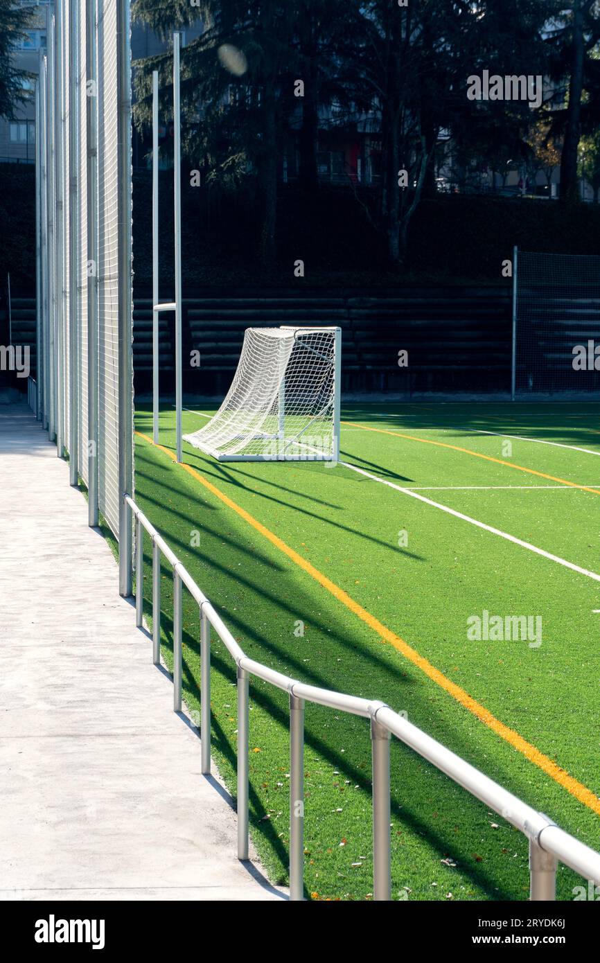 New Soccer court with artificial turf field Stock Photo - Alamy