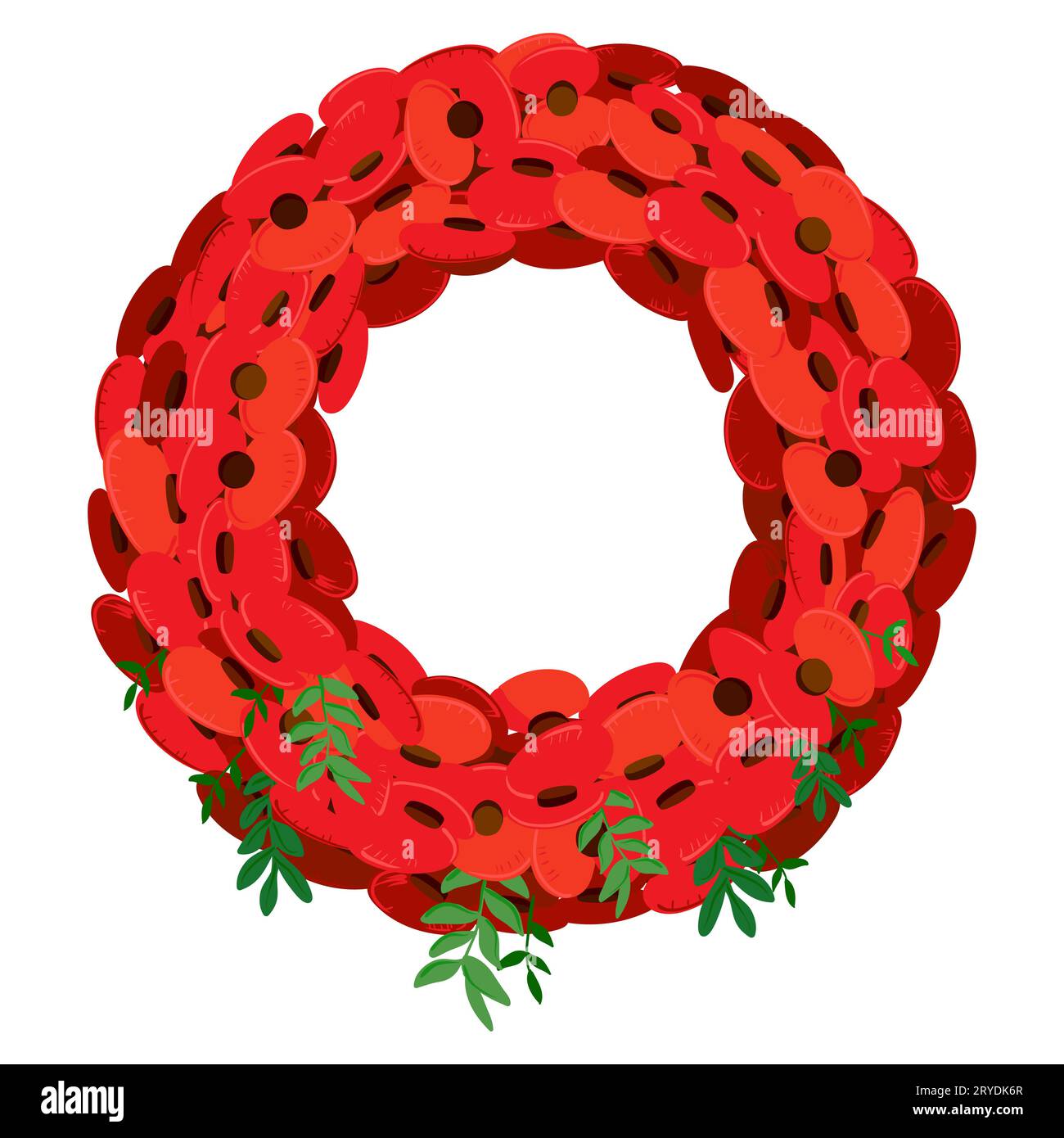 A traditional wreath of red flowers for Remembrance Day (also known as ...