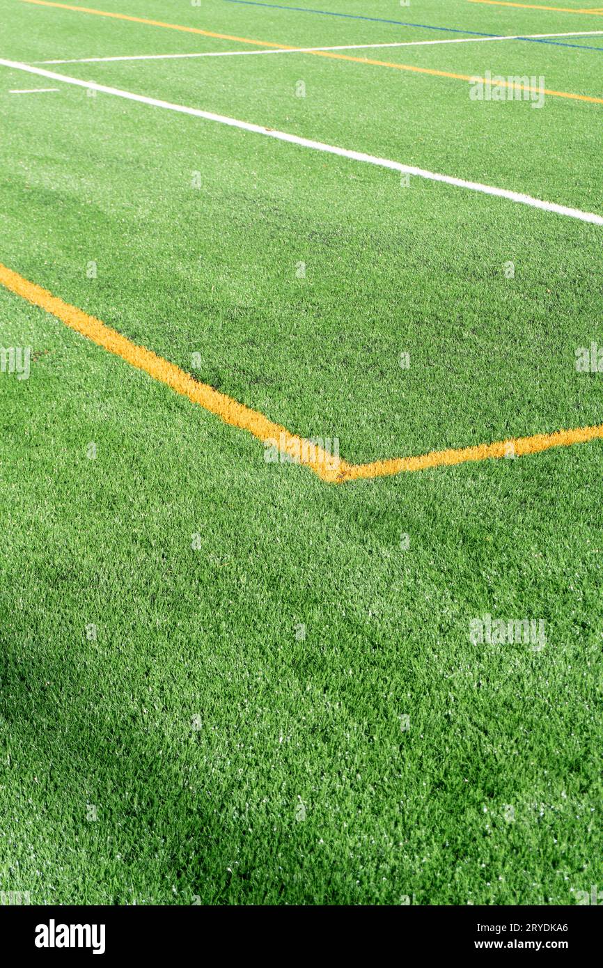 Soccer court with new artificial turf field Stock Photo - Alamy