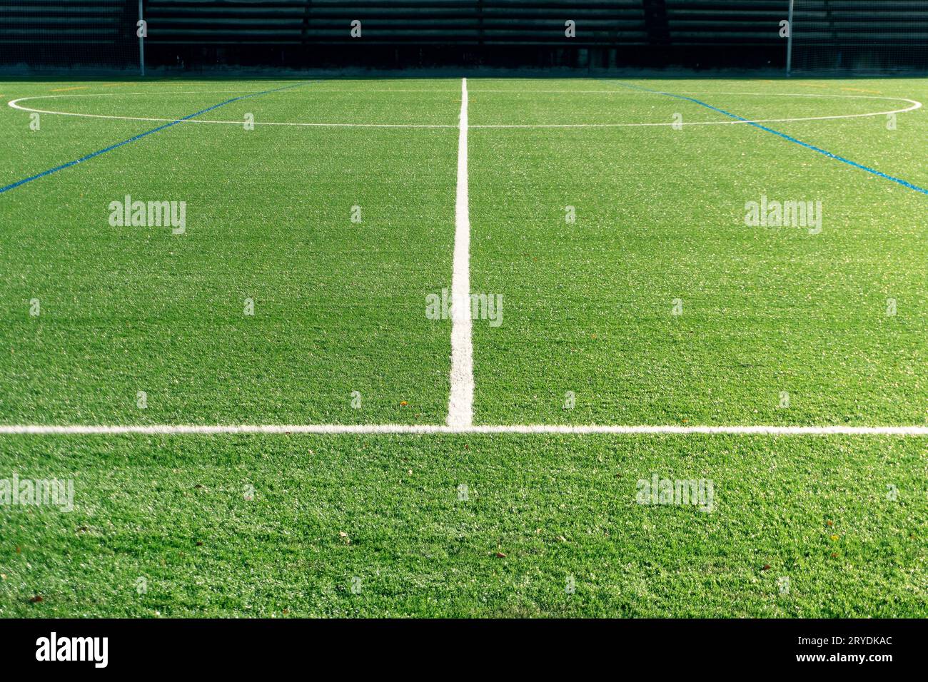 Soccer field with a new artificial turf field Stock Photo - Alamy