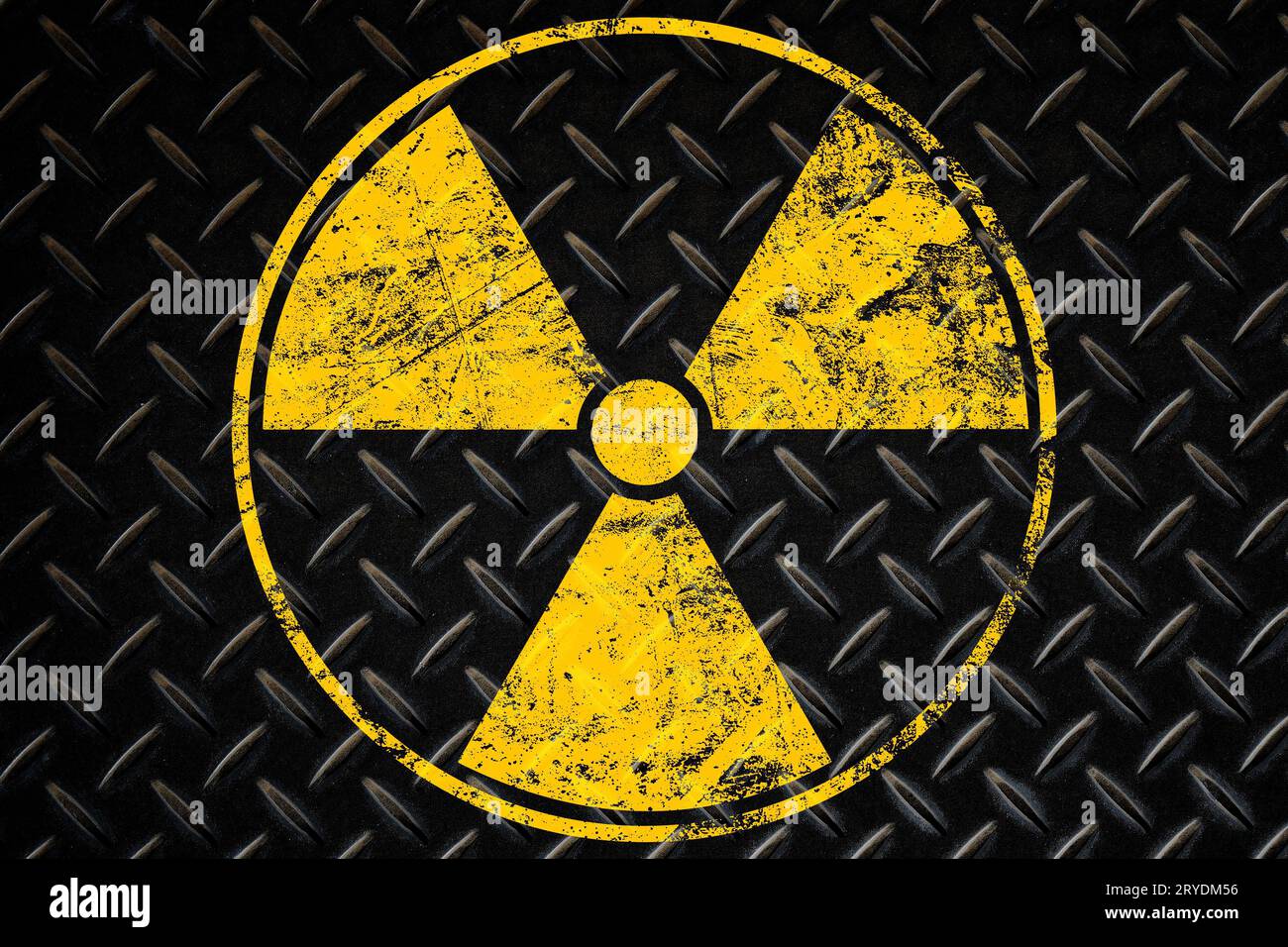 Yellow radioactive sign over black background Stock Photo - Alamy