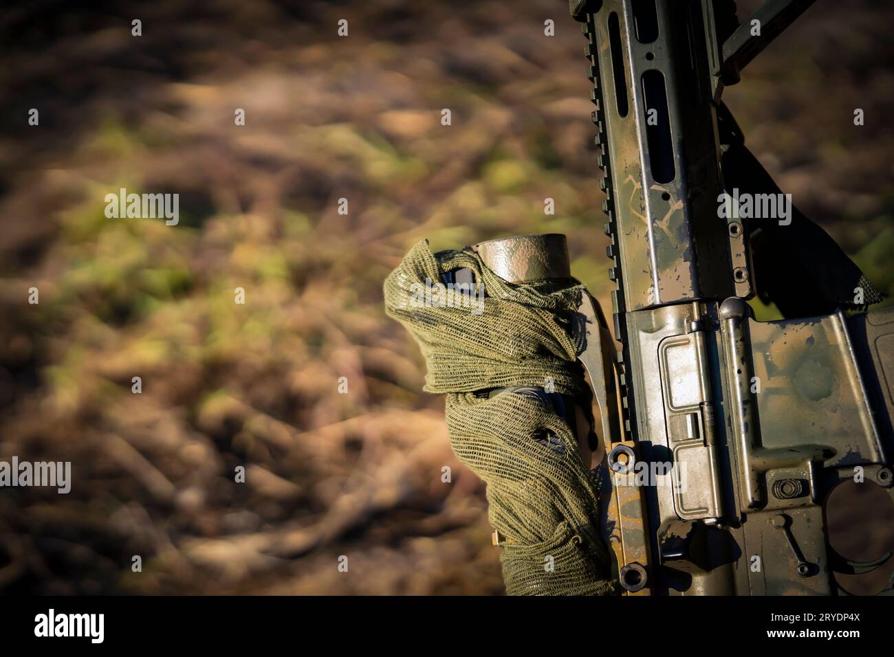 Arch weapon, carbine in camouflage colors for hunting outdoors Stock ...
