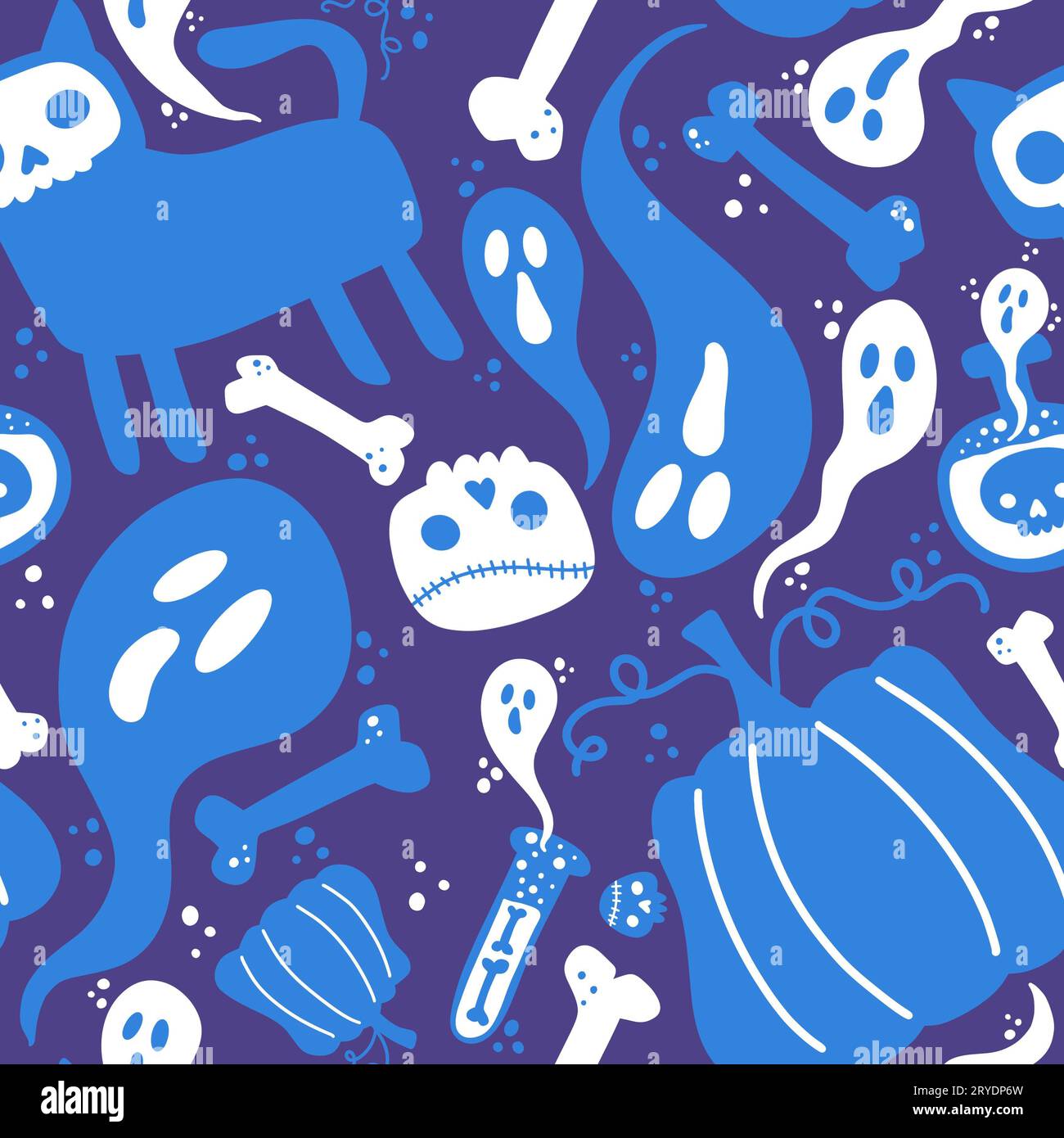 Halloween cat and pumpkins seamless ghost and skulls and poison pattern ...