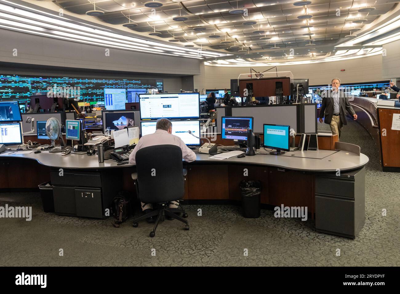 New York, USA. 30th Sep, 2023. View of the main control room of Rail ...