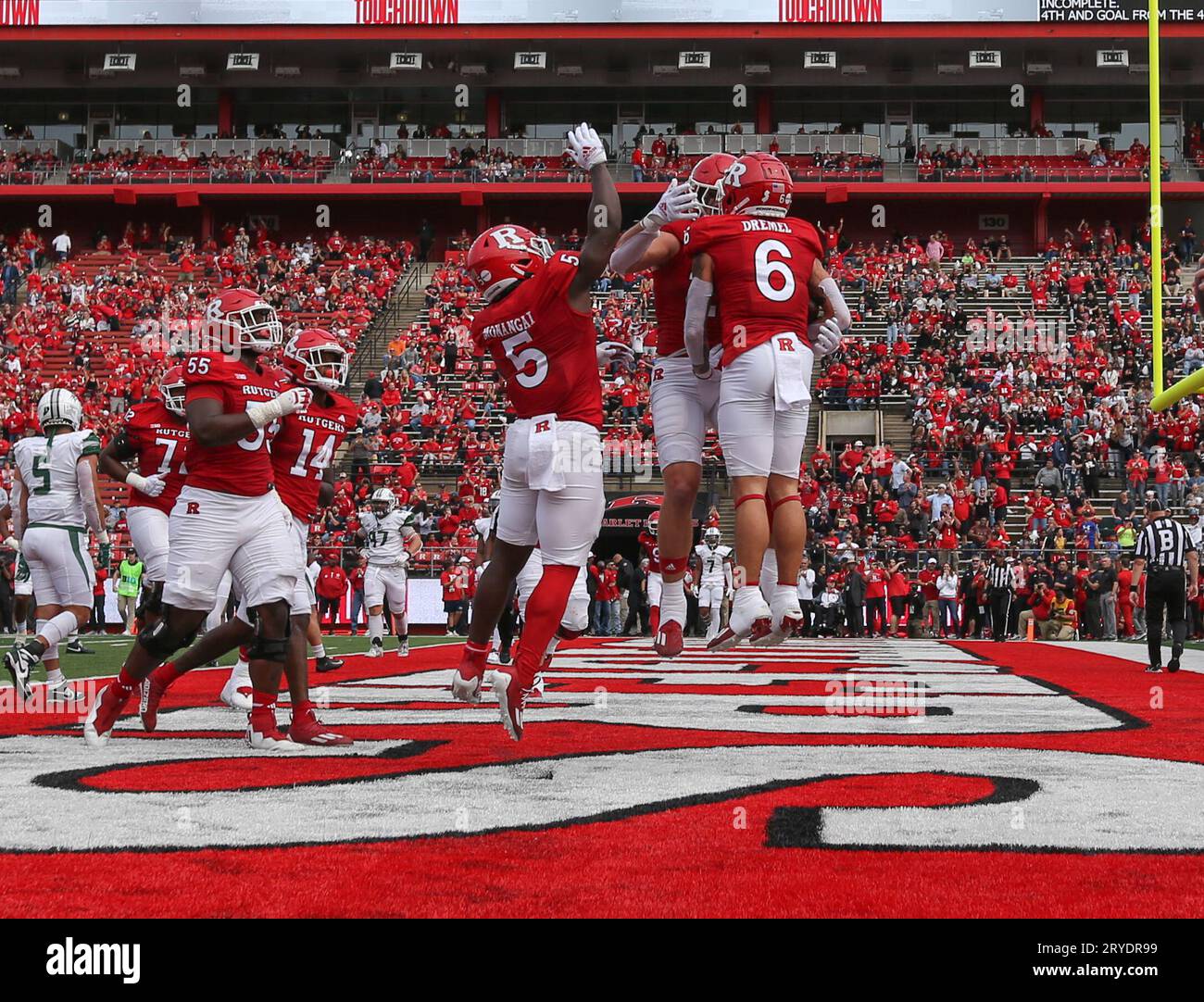 Piscataway, NJ, USA. 30th Sep, 2023. Rutgers players celebrate with ...