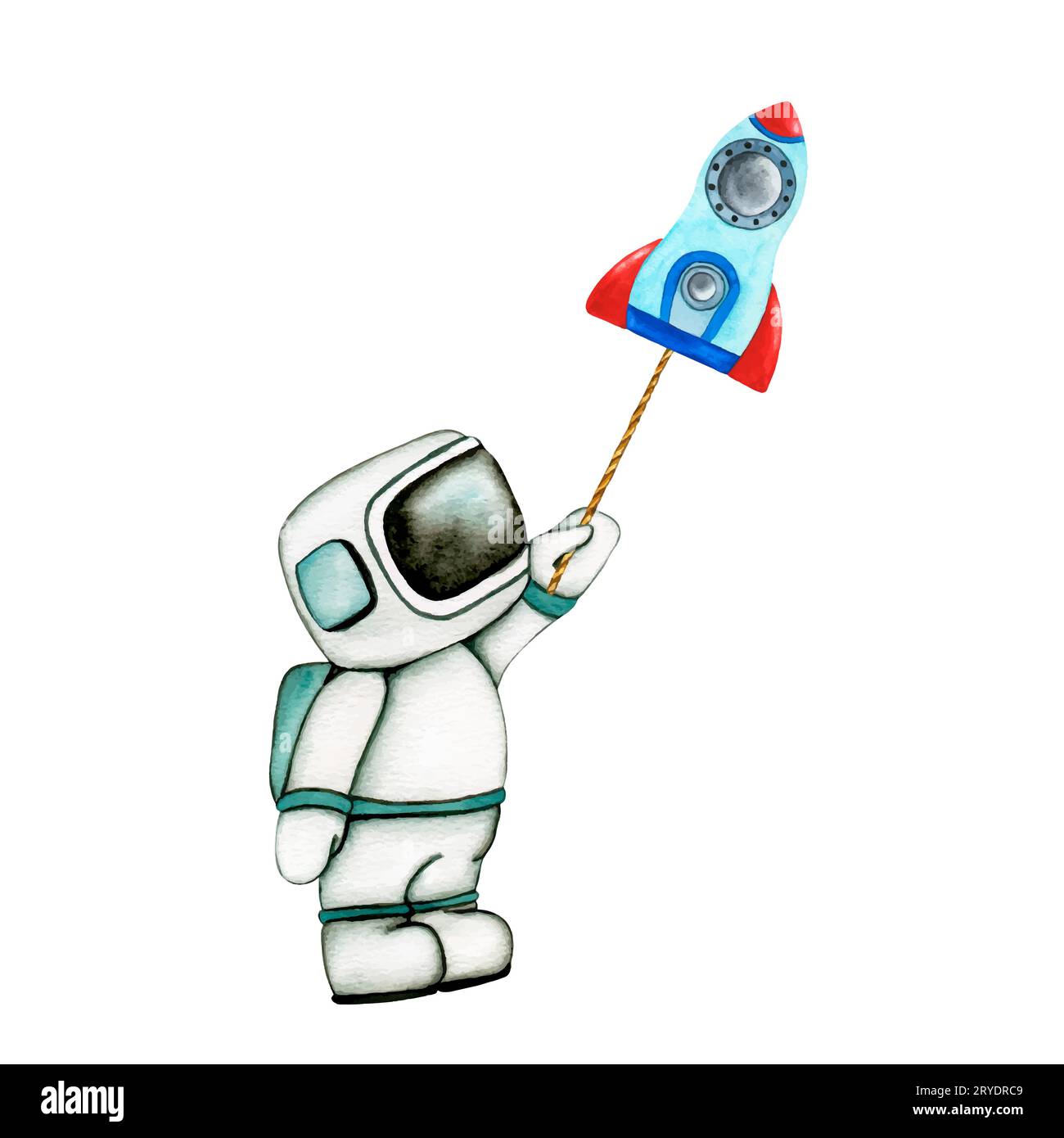 Cute Astronaut and rocket in space isolated on transparent background ...