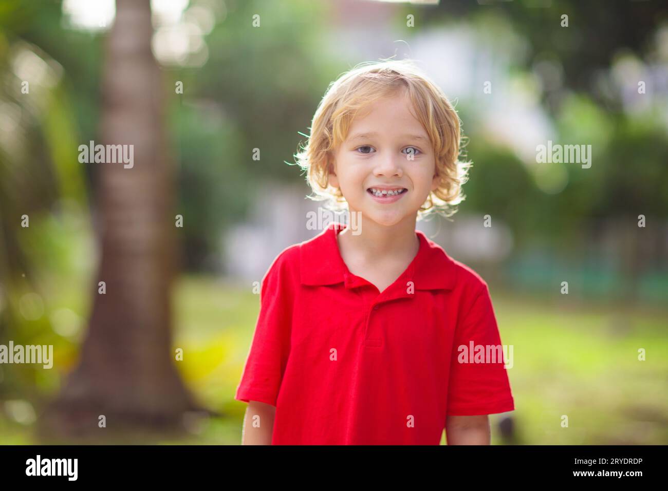 Kids explore nature. Children hike in sunny summer park. Scout club and ...