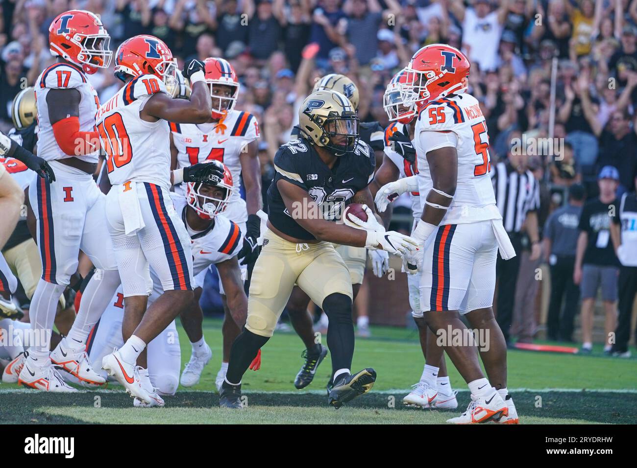 Purdue running back Dylan Downing (22) celebrates touchdown against ...