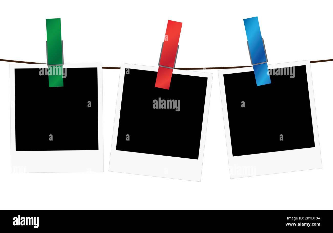 Vector illustration of three empty blank photo polaroid frame slides ...