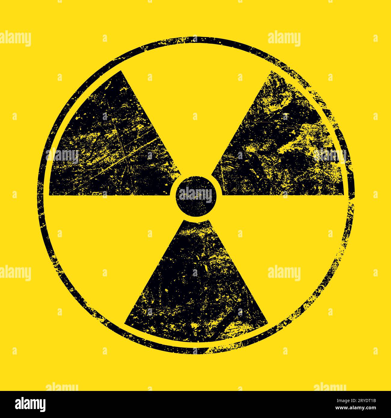 Vector illustration of grunge black radioactive hazard warning sign ...