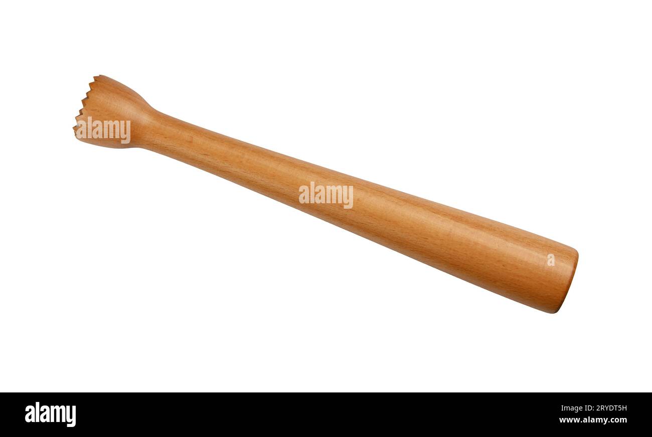 Wooden muddler isolated on white Stock Photo - Alamy