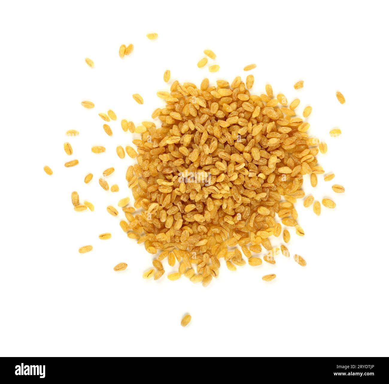 Close up heap of bulgur grains isolated on white Stock Photo - Alamy