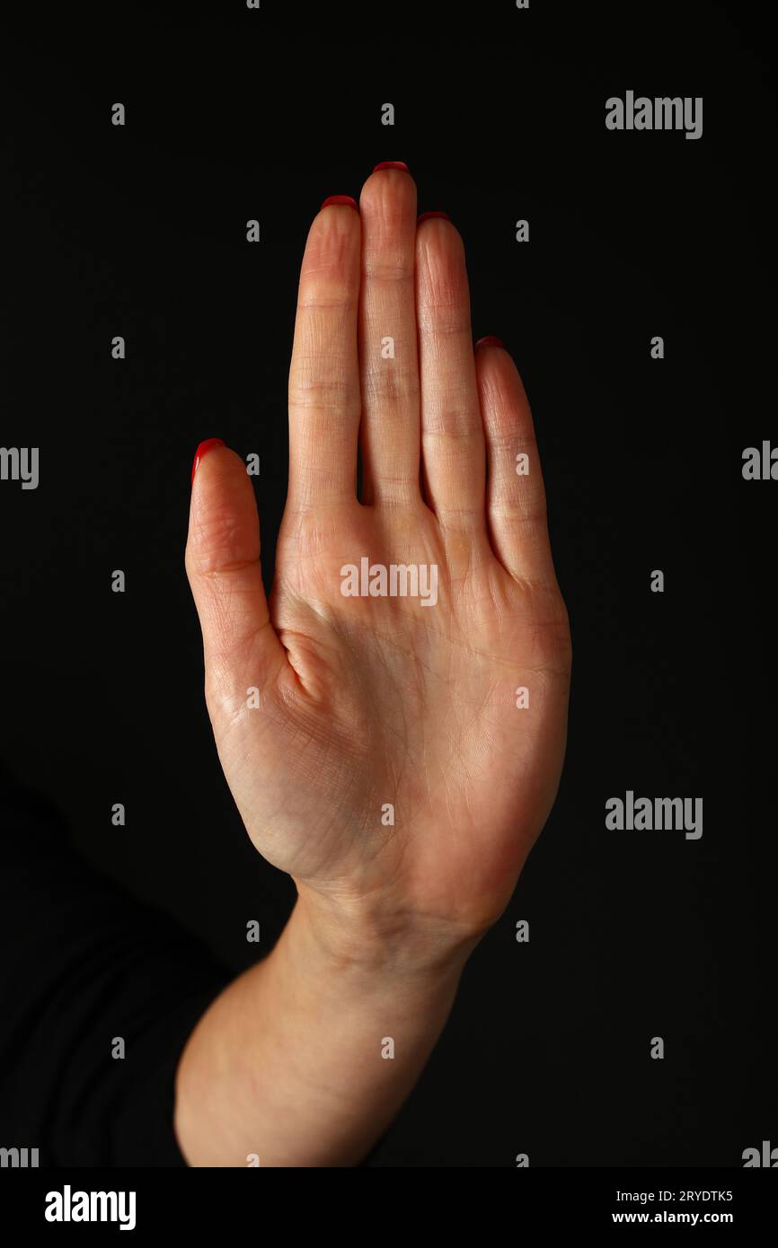 Stop hand gesture female hand hi-res stock photography and images - Alamy