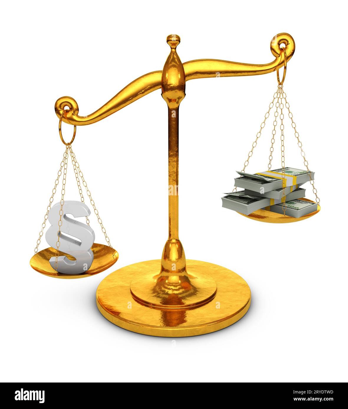 Paragraph and dollars on scales Stock Photo - Alamy