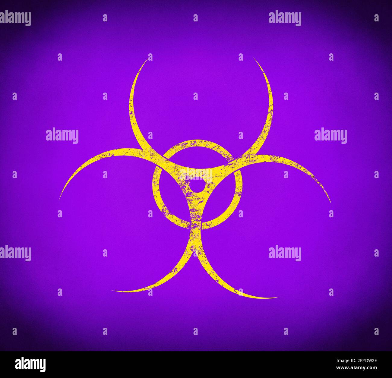 Yellow biohazard sign over purple background Stock Photo - Alamy