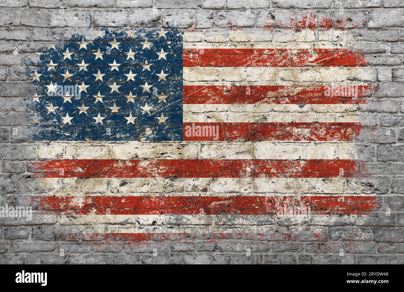 Flag of USA painted on brick wall Stock Photo - Alamy