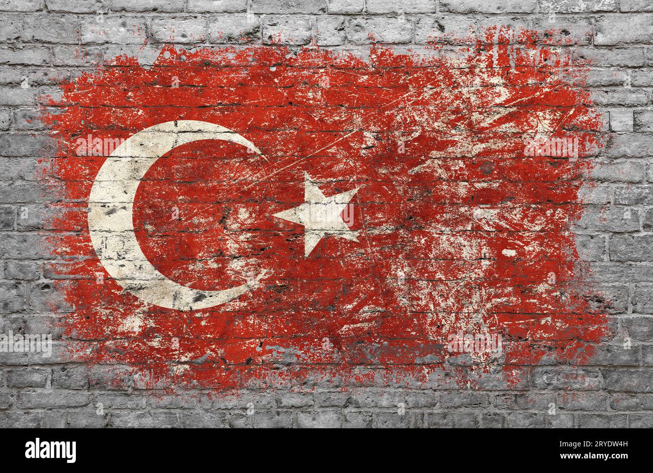 Flag of Turkey painted on brick wall Stock Photo - Alamy