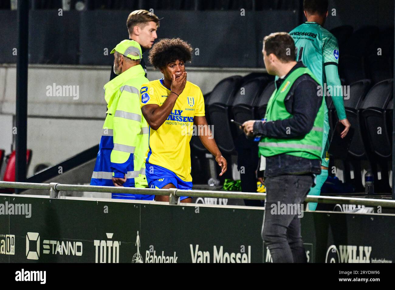 WAALWIJK - Devastation at Godfried Roemeratoe of RKC Waalwijk after the serious injury of RKC ...