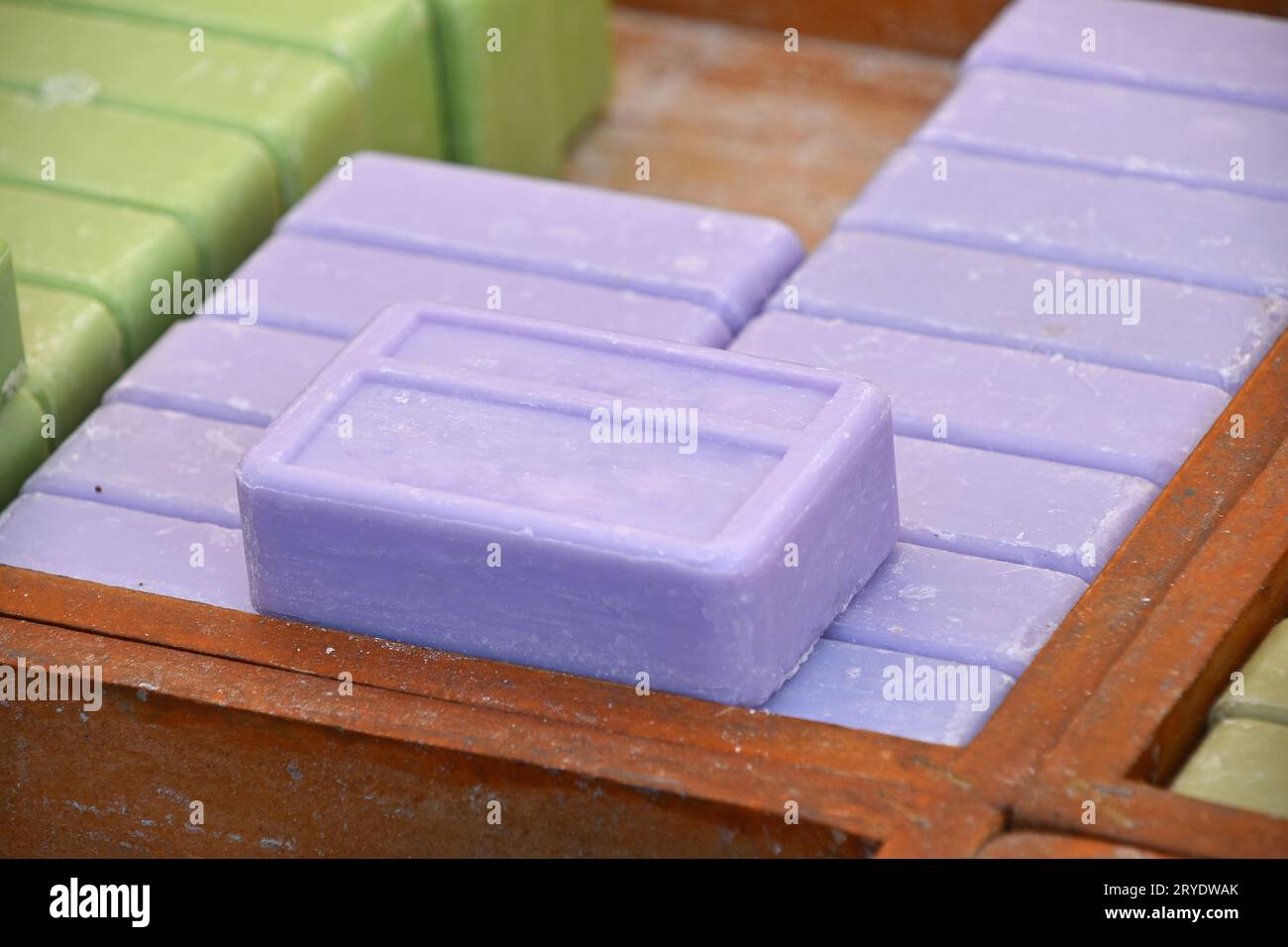 Traditional beauty hard soap bars in wooden box Stock Photo - Alamy