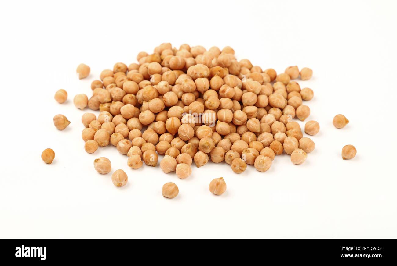 Close up heap of chickpea beans isolated on white Stock Photo - Alamy