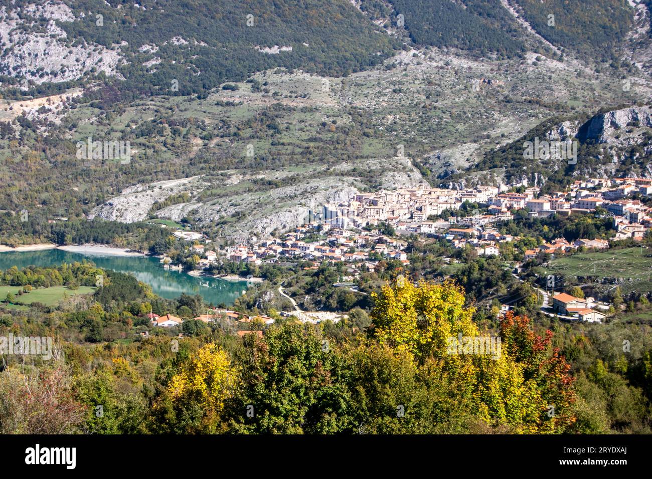The village of Barrea and Barrea lake in Abruzzo region Stock Photo - Alamy