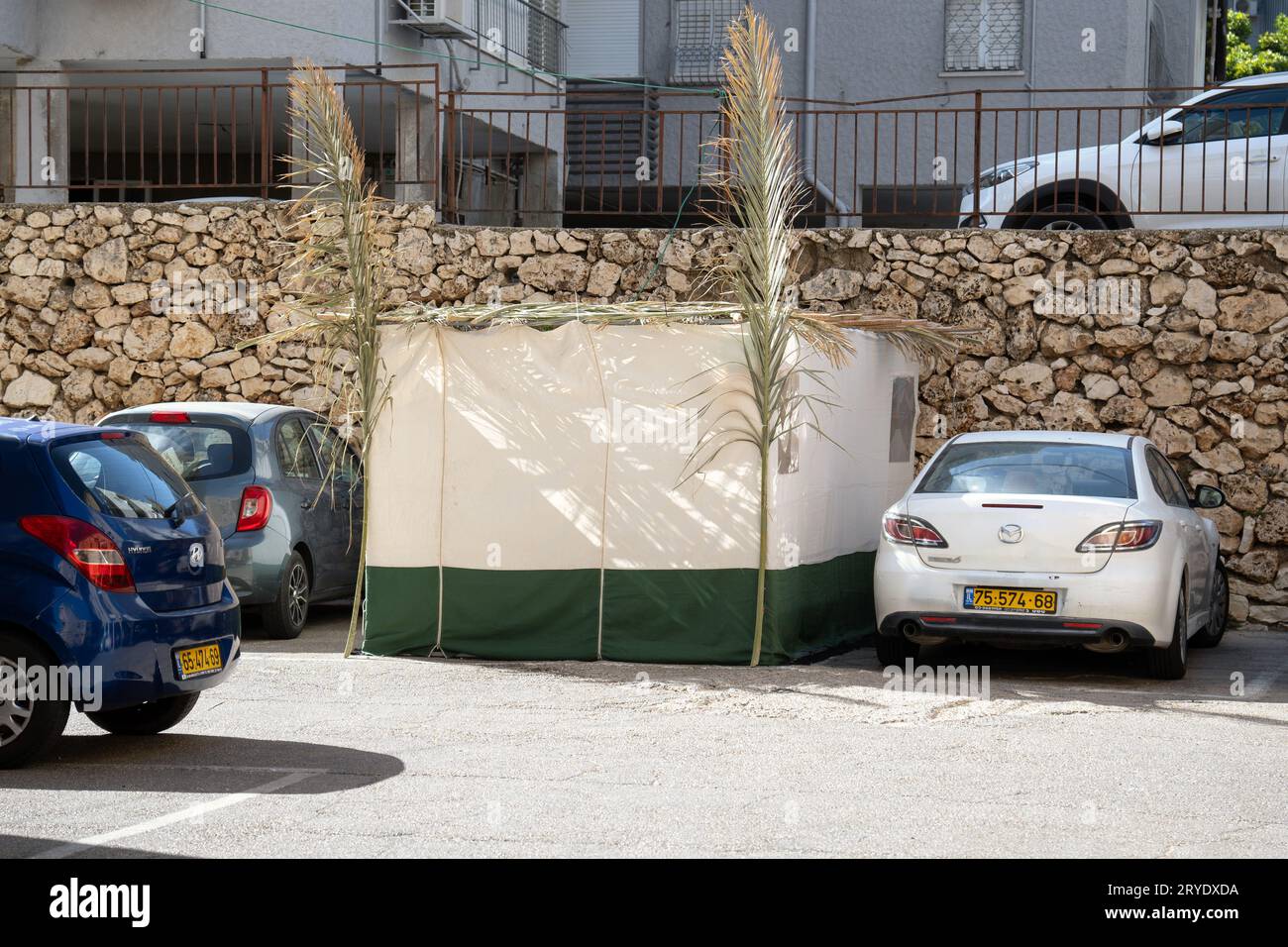 Rishon Lezion, Israel - September 25, 2023:Sukkah in a yard of a ...