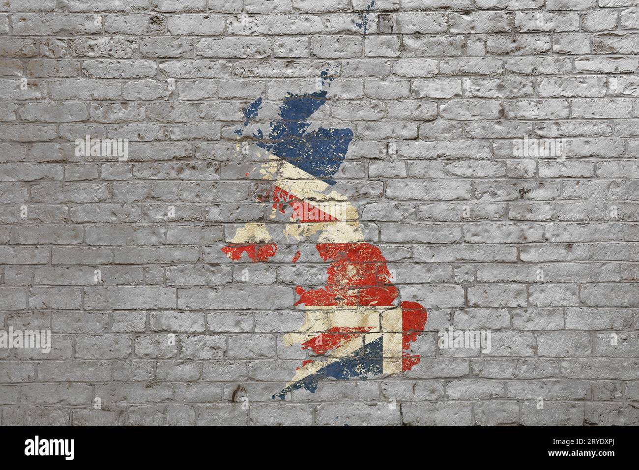 Flag map of Britain painted on brick wall Stock Photo - Alamy