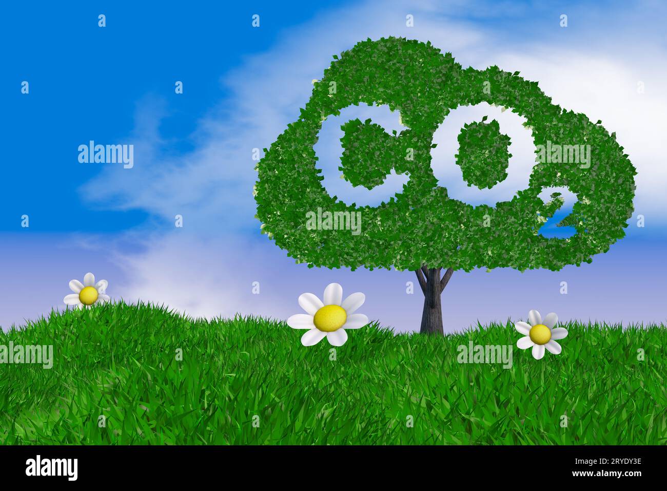 Tree with inscription CO2 Stock Photo - Alamy