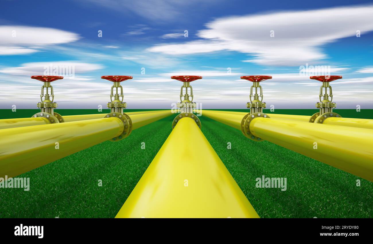 Yellow blue pipes valve hi-res stock photography and images - Alamy