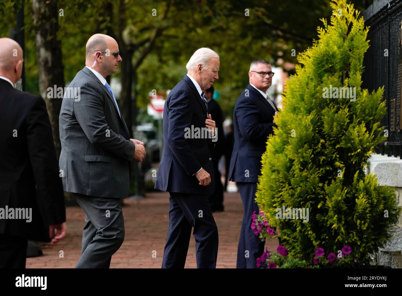 President Joe Biden arrives at Holy Trinity Catholic Church in the ...