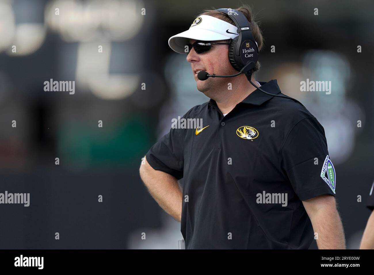 Missouri head coach Eliah Drinkwitz looks out onto the field in the ...